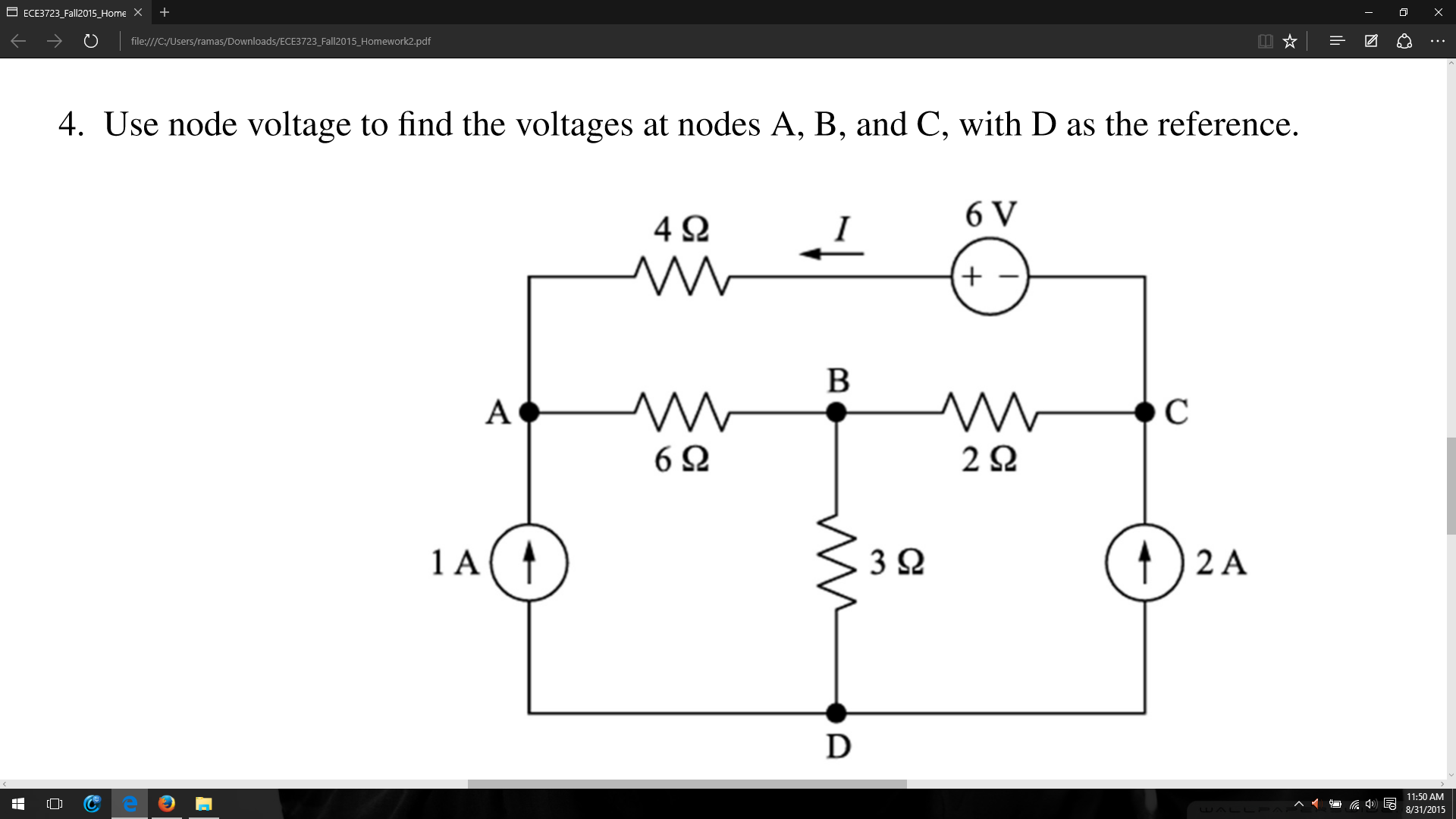 Solved 4. Use node voltage to find the voltages at nodes A, | Chegg.com