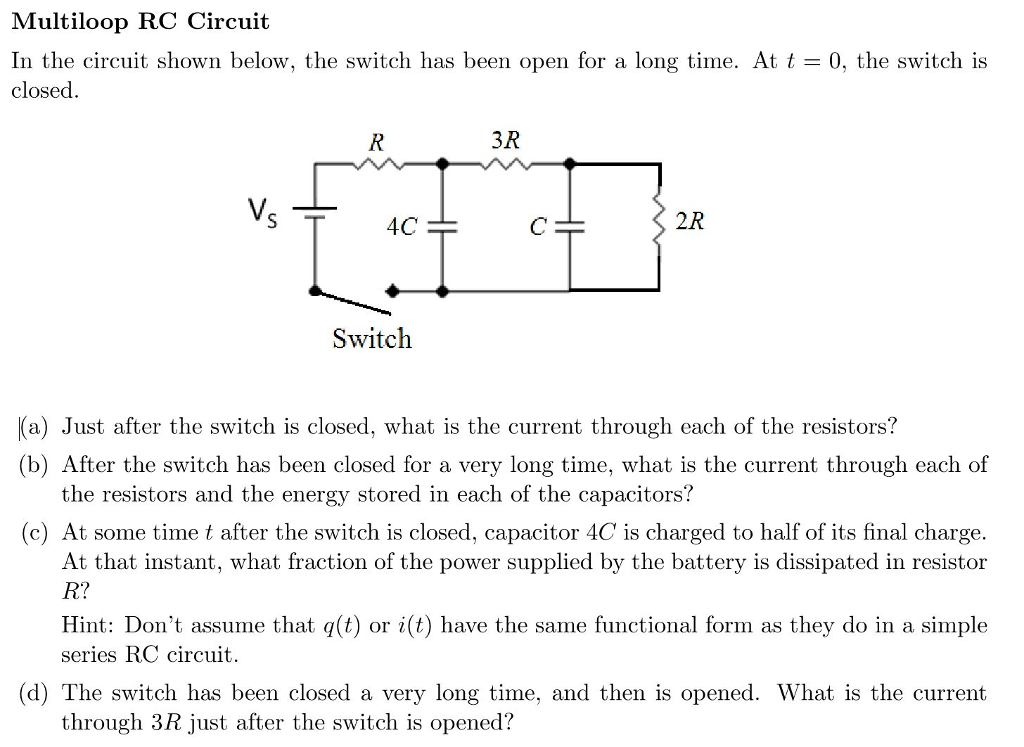 Solved In the circuit shown below, the switch has been open | Chegg.com