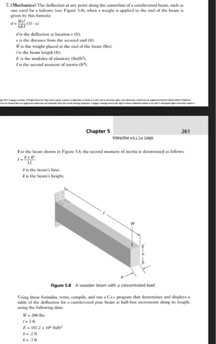 Solved 7.0 The deflection at any point along the centerline | Chegg.com