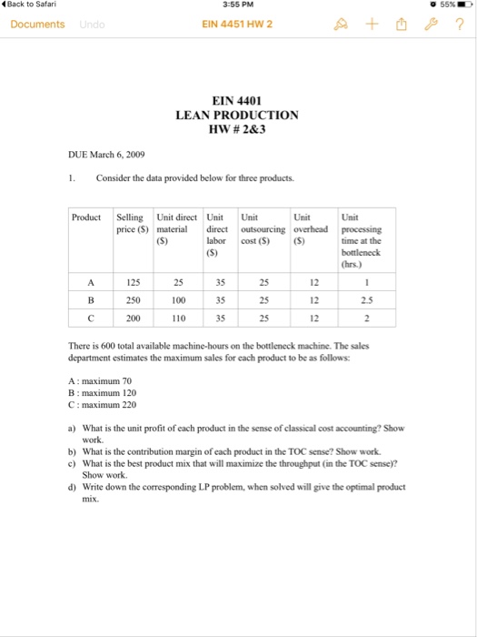 Solved Consider the data provided below for three products. | Chegg.com