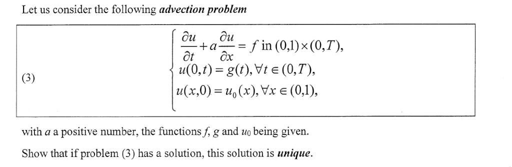 Solved Let us consider the following advection problem { | Chegg.com