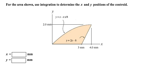 Solved For the area shown, use integration to determine the | Chegg.com