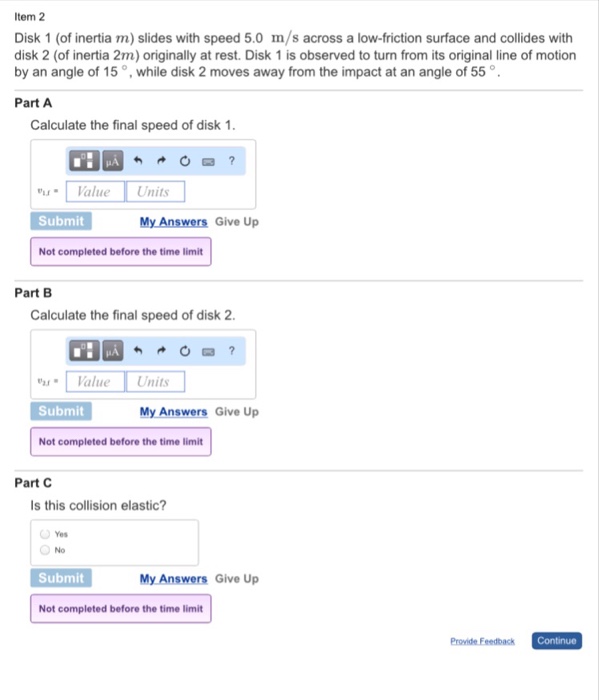 Solved Disk 1 (of inertia m) slides with speed 5.0 m/s | Chegg.com