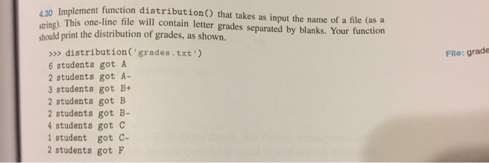 Solved Implement function distribution() that takes as input | Chegg.com