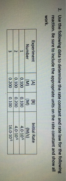 Solved Use the following data to determine the rate constant | Chegg.com