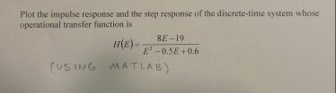 Solved Plot the impulse response and step response of the | Chegg.com