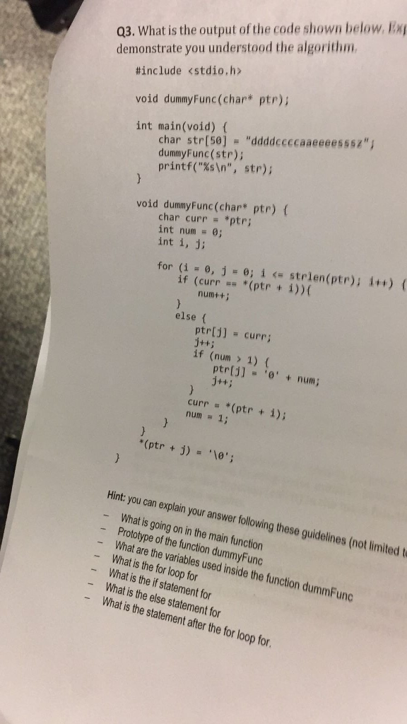 Solved Q3. What is the output of the code shown below. Ex | Chegg.com