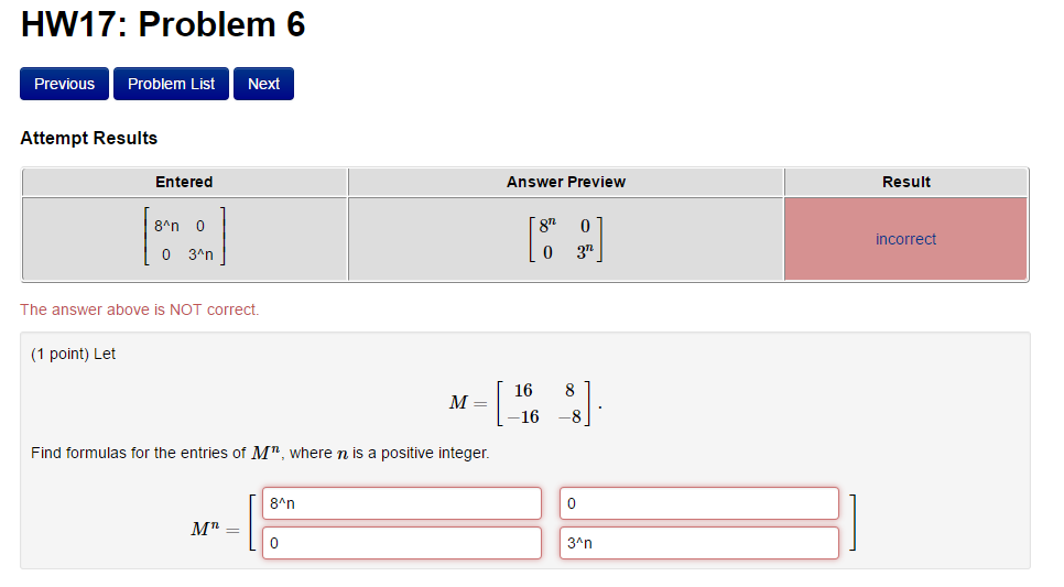 Solved Let M = [16 8 -16 -8]. Find formulas for the | Chegg.com