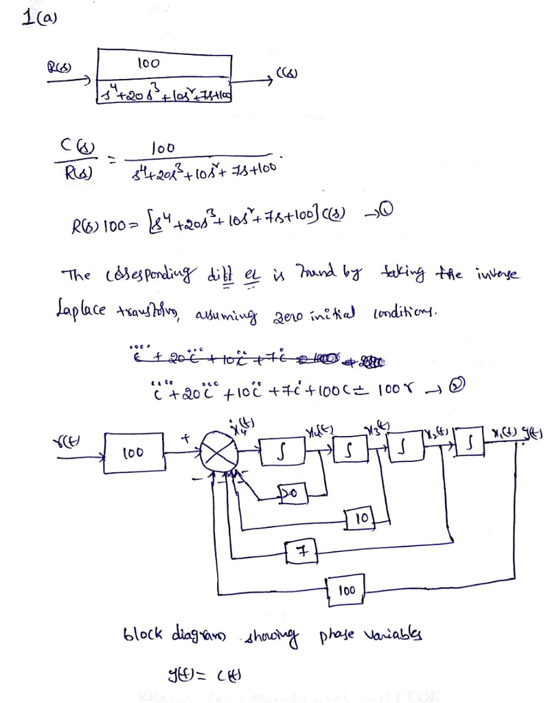 (Solved) - Find the state-space representation in phase-variable form ...