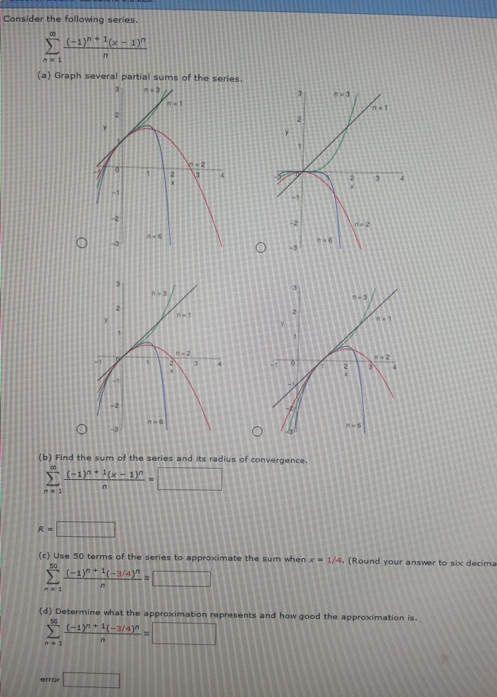Solved Consider the following series 1211O (a) Graph several | Chegg.com
