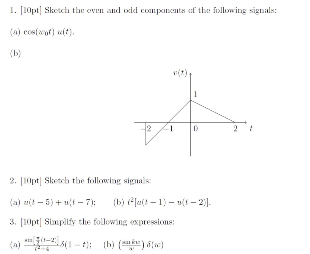 Solved Sketch the even and odd components of the following | Chegg.com