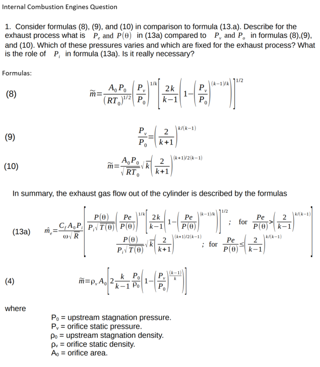 Solved Internal Combustion Engines Question 1. Consider | Chegg.com