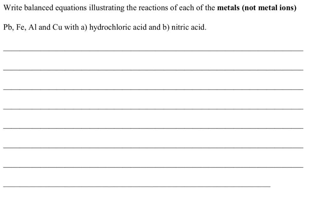 Solved Write balanced equations illustrating the reactions | Chegg.com
