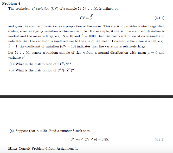 Solved The Coefficient Of Variation Cv Of A Sample Y 1