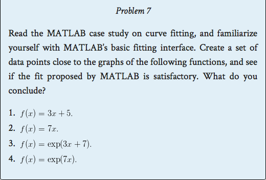 Solved Problem 7 Read the MATLAB case study on curve | Chegg.com