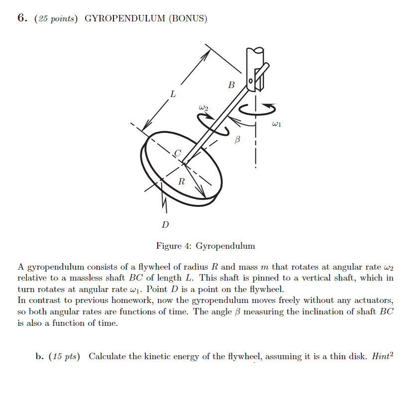Solved 6. (25 points) GYROPENDULUM (BONUS) wi (Y Figure 4: | Chegg.com