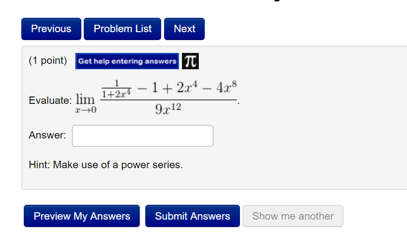 Solved Previous Problem List Next (1 point) Get help | Chegg.com