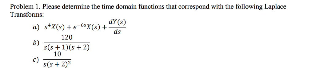 Solved Problem 1. Please determine the time domain functions | Chegg.com