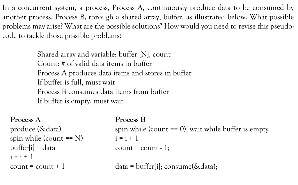 Solved In a concurrent system, a process, Process A, | Chegg.com