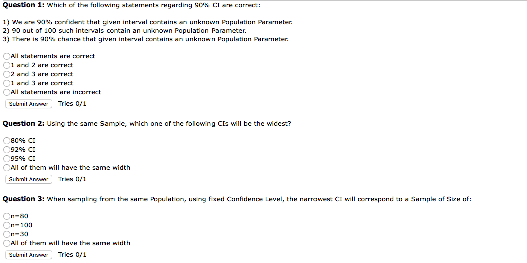 Solved Which of the following statements regarding 90% CI | Chegg.com
