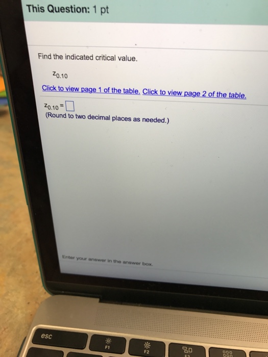Find the Indicated Critical Value. Z0.10