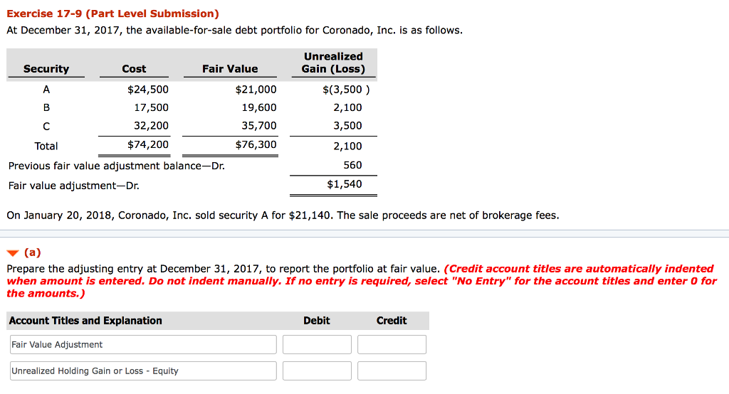 Solved Exercise 17-9 (Part Level Submission) At December 31, | Chegg.com