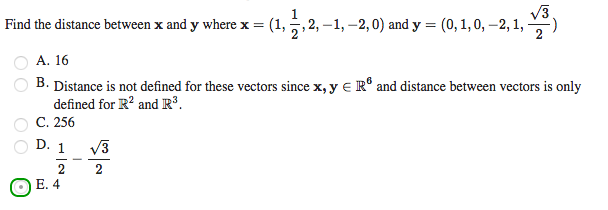 Solved Find the distance between x and y where x , | Chegg.com