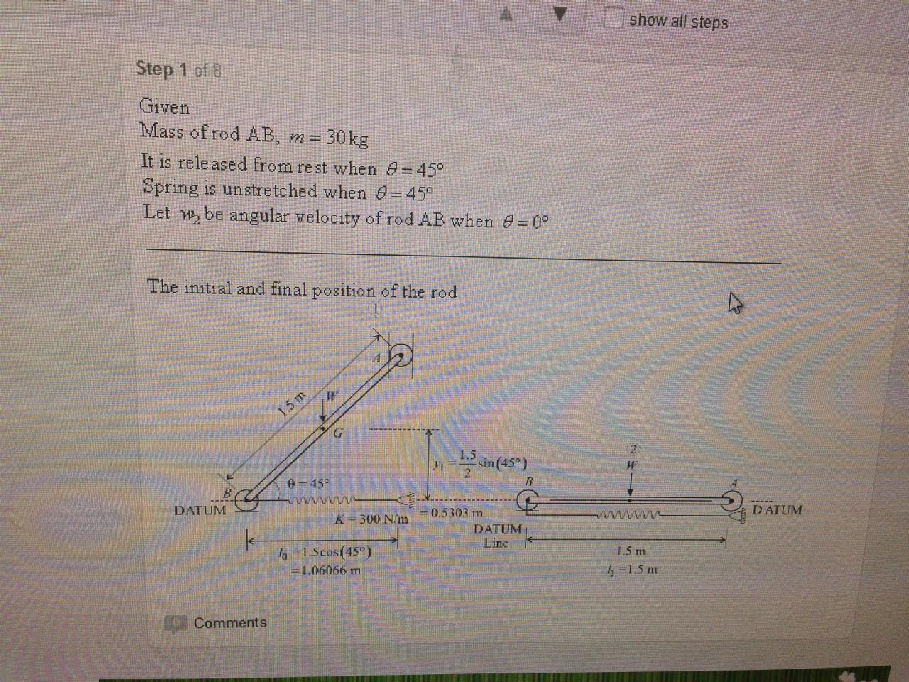 Solved The 30 kg rod is released from rest when theta = 45, | Chegg.com