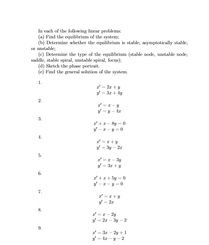 In each of the following linear problems: Find the | Chegg.com