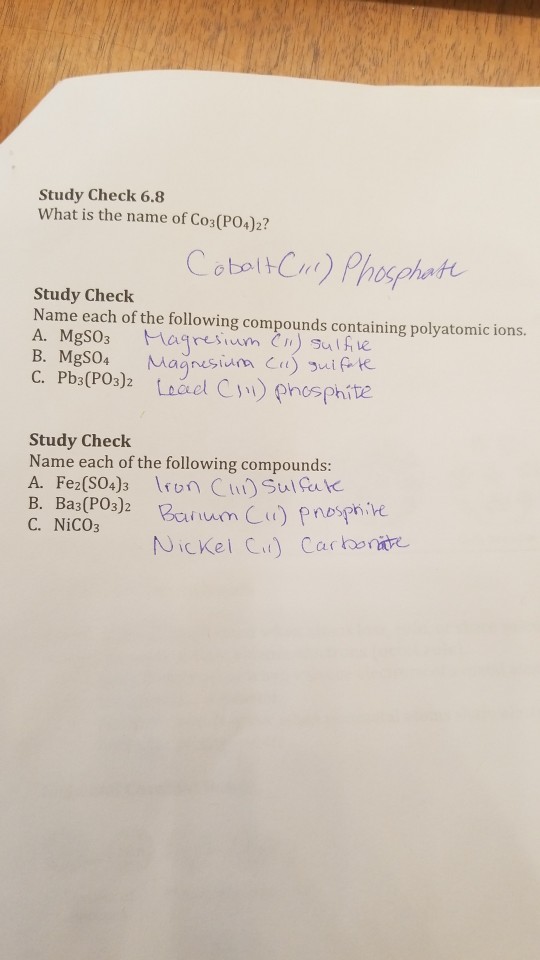 Solved Study Check 6.8 What is the name of Co3(PO4)2? Study | Chegg.com