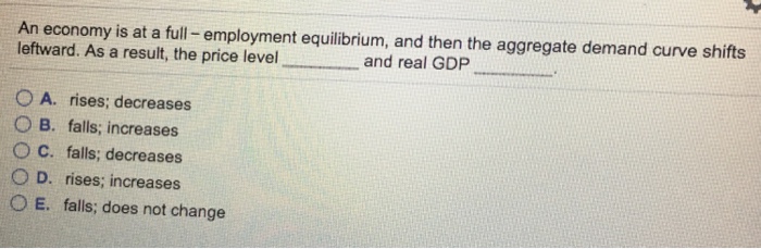 Solved An economy is at a full-employment equilibrium, and | Chegg.com