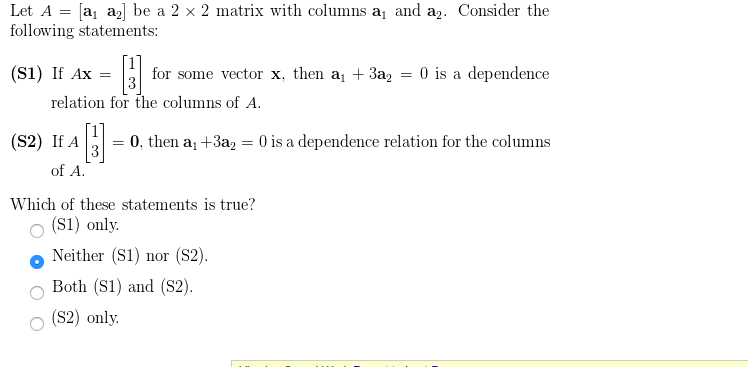 Solved Let A = a, a2] be a 2 x 2 matrix with columns a1 and | Chegg.com