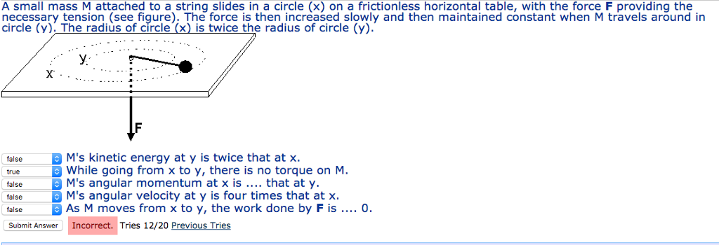 Solved A small mass M attached to a string slides in a | Chegg.com
