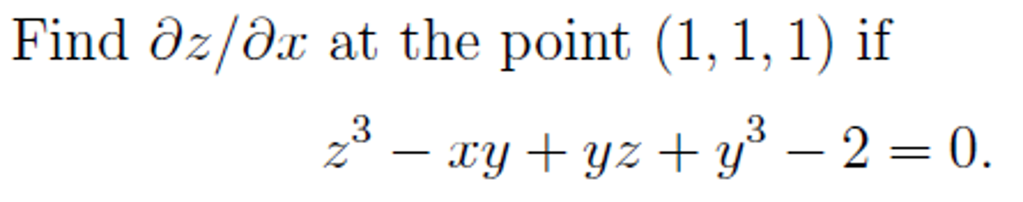 Solved Find partial differential z/partial differential x at | Chegg.com