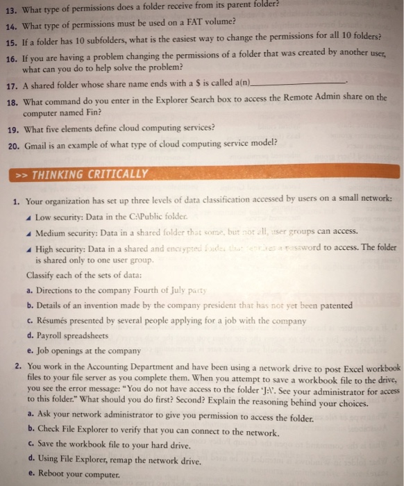 Solved from its parent folder 13. What type of permissions | Chegg.com