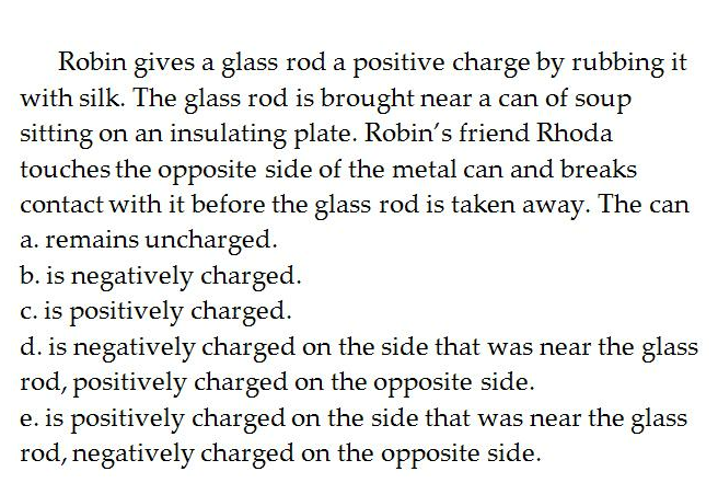 Solved Robin gives a glass rod a positive charge by rubbing | Chegg.com