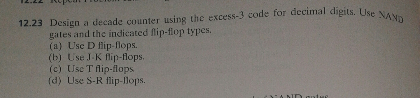 Design a decade counter using excess 3 code only a) | Chegg.com