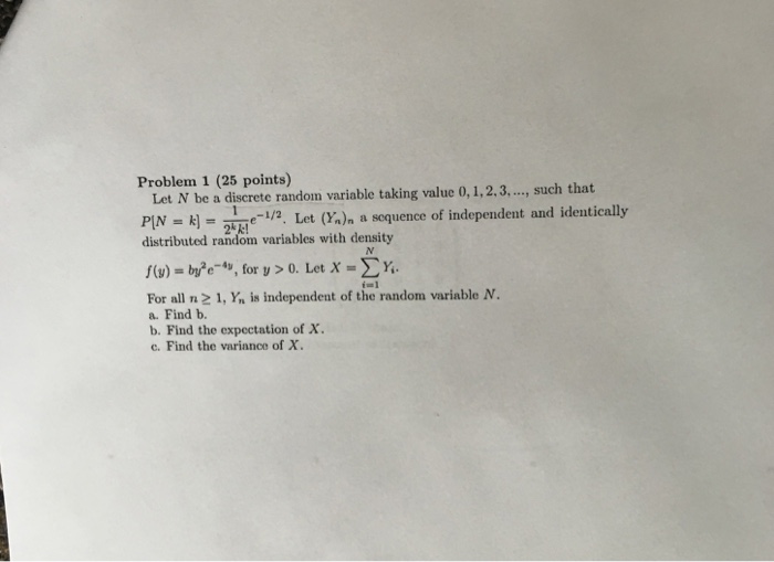 Solved Let N be a discrete random variable taking value 0,1, | Chegg.com