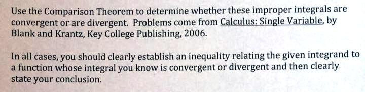 Solved Use the Comparison Theorem to determine whether these | Chegg.com