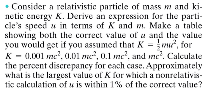 Consider a relativistic particle of mass m and | Chegg.com Consider a relativistic particle of mass m and | Chegg.com