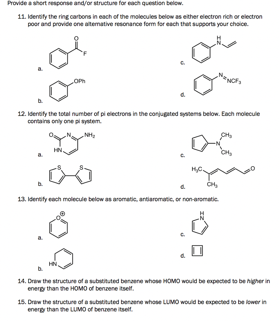 Solved Provide a short response and/or structure for each | Chegg.com