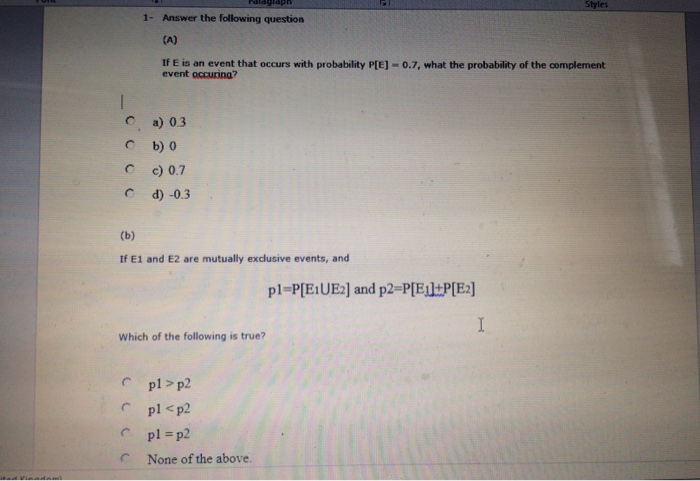 Solved Answer the following question (A) If E is an event | Chegg.com