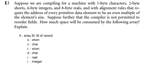 Solved .1 Suppose we are compiling for a machine with 1-byte | Chegg.com