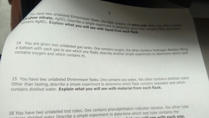 Solved You have two unlabeled Ehrlenmeyer flasks one | Chegg.com