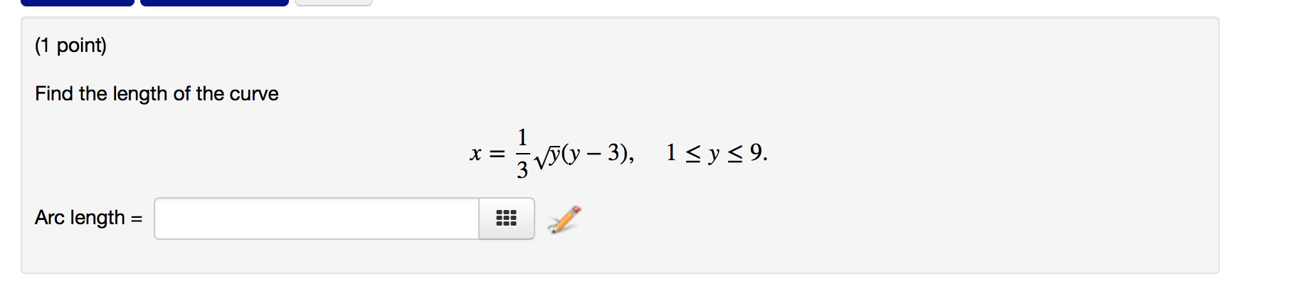 Solved (1 point) Find the length of the curve Arc length | Chegg.com