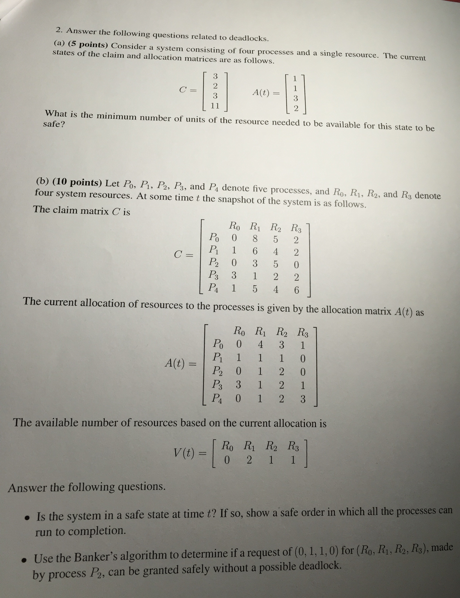 Solved Answer the following questions related to deadlocks. | Chegg.com