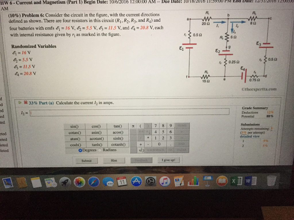 Solved Calculate the current in I2 Calculate the current | Chegg.com
