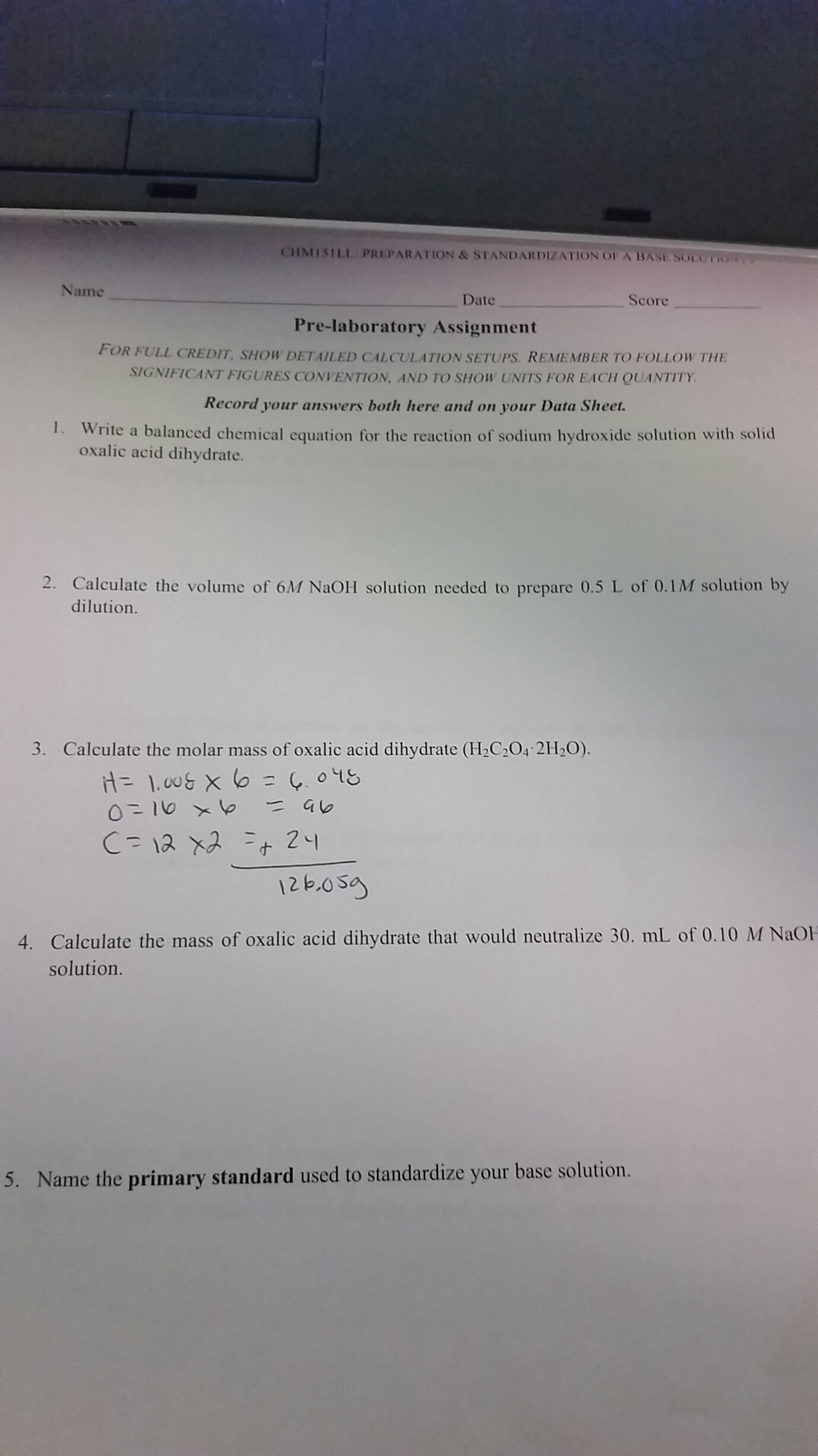 Solved 1. Write a balanced chemical equation for the | Chegg.com Solved 1. Write a balanced chemical equation for the | Chegg.com