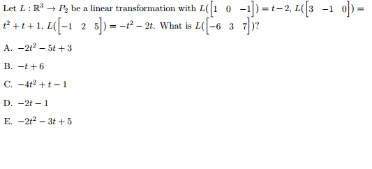 Solved Let L : R 3 ? P2 be a linear transformation with L( h | Chegg.com