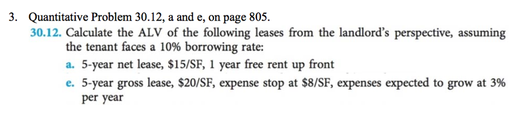 Solved Calculate the ALV of the following leases from the | Chegg.com
